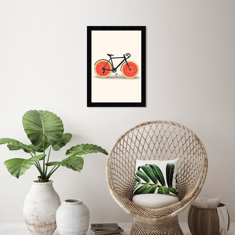 Gracie Oaks 'Food and Cuisine Strawberry Bike Fruits' - Picture Frame Graphic Art Print on Paper ...
